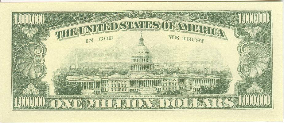 U.S. Million Dollar Bill - Millennium Note series 2000, Serial number ...